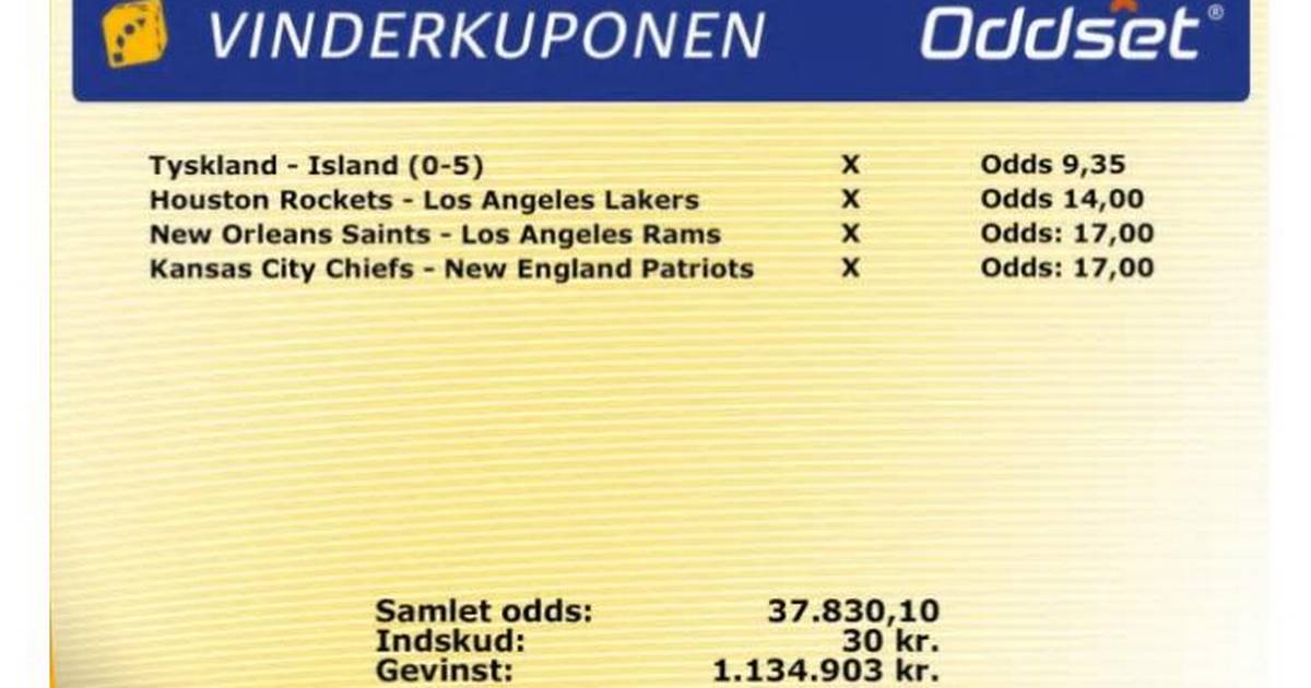 Vanvittig Oddset-kupon: Blev millionær for kun 30 kroner - Din Avis